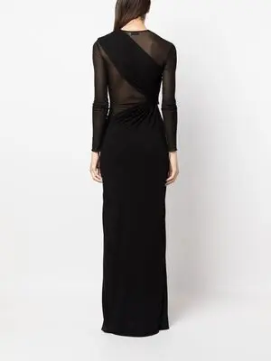 Saint Laurent Sheer-panel Draped Gown