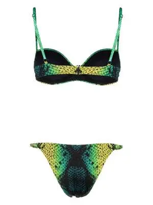 NOIRE SWIMWEAR Snakeskin-print Bikini Set