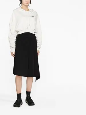 Off-White Logo-print Cropped Hoodie - Neutrals