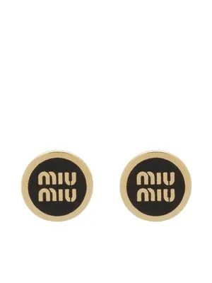 Miu Miu Logo Stud Earrings - Gold