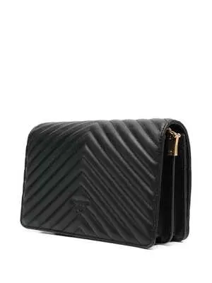 Pinko Classic Click V-quilted Love Bag - Black