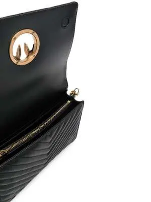 Pinko Classic Click V-quilted Love Bag - Black