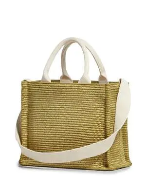 Marni Embroidered-logo Woven Shopping Tote Bag - Green