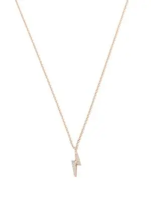 MARIA TASH 18kt Rose Gold Black Diamond Lightning Bolt Necklace - Pink