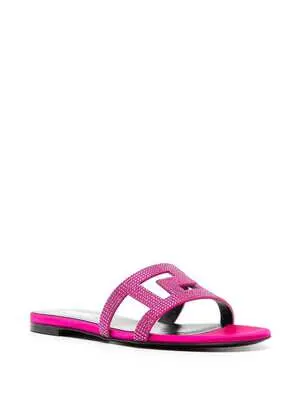 Versace Greca Maze Crystal Flat Sandals - Pink
