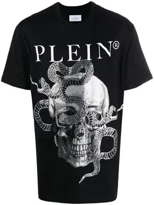 Philipp Plein Snake-print Round-neck T-shirt - Black