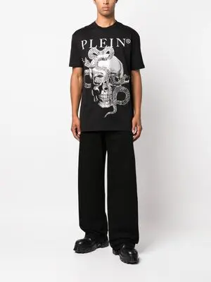 Philipp Plein Snake-print Round-neck T-shirt - Black