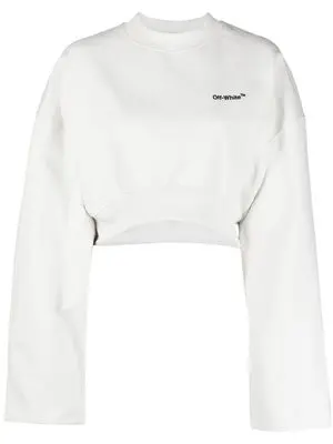 Off-White Logo-embroidered Cropped Sweatshirt