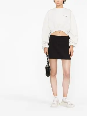 Off-White Logo-embroidered Cropped Sweatshirt
