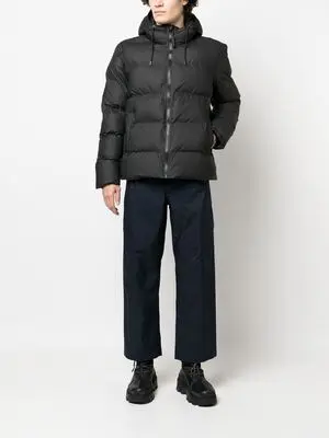 Rains Metallic-sheen Puffer Jacket - Black