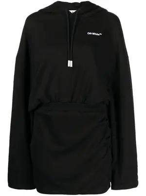 Off-White Logo-embroidered Cotton Hoodie - Black