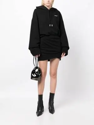 Off-White Logo-embroidered Cotton Hoodie - Black