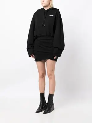 Off-White Logo-embroidered Cotton Hoodie - Black