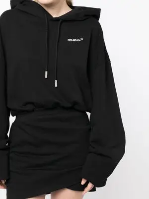Off-White Logo-embroidered Cotton Hoodie - Black
