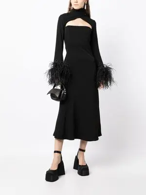 16Arlington Odessa Feather-trim Midi Dress