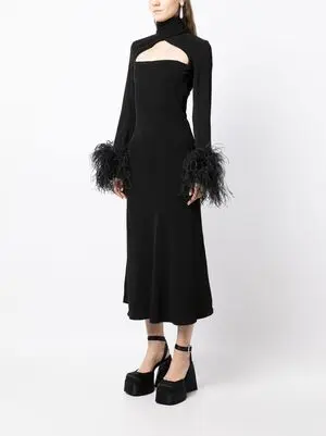16Arlington Odessa Feather-trim Midi Dress