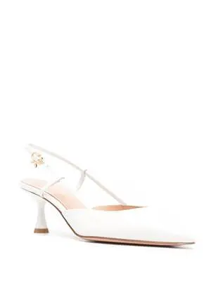 GIANVITO ROSSI Pointed Toe Slingback Leather Pumps - White