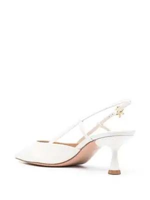 GIANVITO ROSSI Pointed Toe Slingback Leather Pumps - White