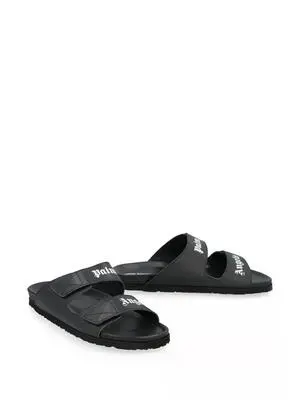 Palm Angels Logo-print Touch-strap Slides - Black