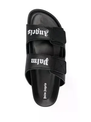 Palm Angels Logo-print Touch-strap Slides - Black