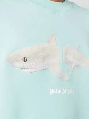 Palm Angels Broken Shark Cotton Sweatshirt - Blue