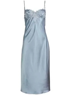 FLEUR DU MAL Velvet Lily Embroidered Slip Dress