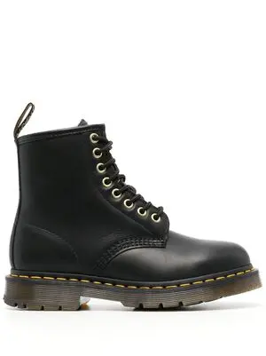 Black Calf Leather Combat Boots
