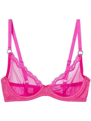 FLEUR DU MAL Sheer Tulle Demi-cup Bra - Pink