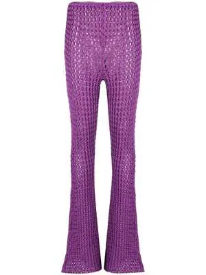 Moschino Crochet-knit Flared Trousers - Purple