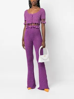 Moschino Crochet-knit Flared Trousers - Purple