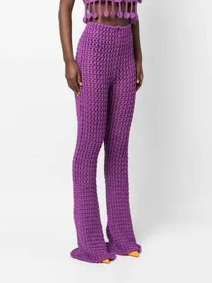 Moschino Crochet-knit Flared Trousers - Purple