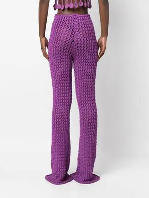 Moschino Crochet-knit Flared Trousers - Purple