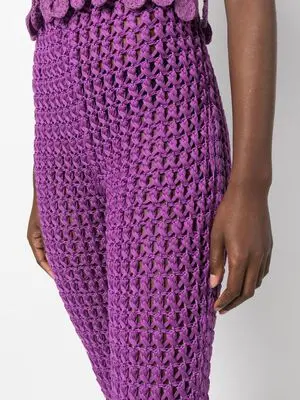 Moschino Crochet-knit Flared Trousers - Purple