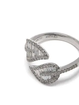 ANITA KO 18kt White Gold Diamond Leaf Ring - Silver
