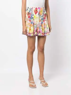 Camilla Shirred-waist Mini Skirt
