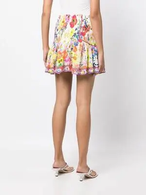 Camilla Shirred-waist Mini Skirt