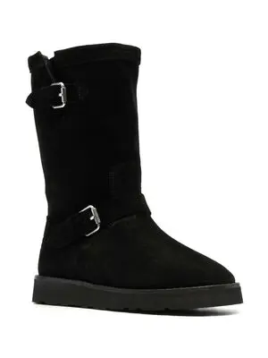 Kenzo Buckle-detail Suede Boots - Black