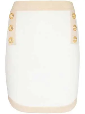Balmain Button-embellished Miniskirt - Neutrals