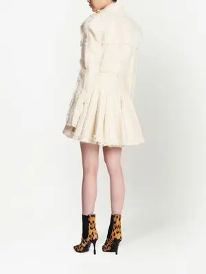 Balmain Pleated Tweed Mini Skirt - White