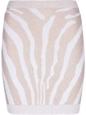 Balmain Balmain Zebra Intarsia-Knit Miniskirt Neutrals
