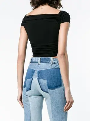 Off-White Off-shoulder Ruched Cropped Top