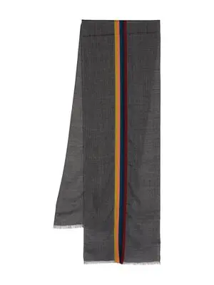 Paul Smith Striped Herringbone Scarf - Black