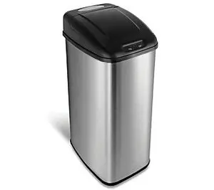 NINE STARS 13-gallon Stainless Steel Slim Shape D Trash Can - Silver
