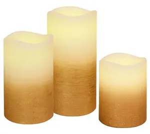 LUMABASE Battery Operated Wax Candles- Rose Gol D & Whites/3 - One-color