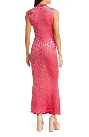 AMY LYNN High Neck Sleeveless Velvet Maxi Dress