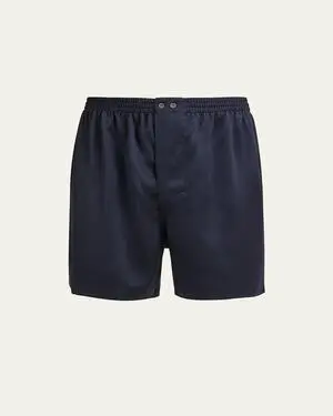 Zimmerli Silk Boxer Shorts - Navy