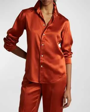 Ralph Lauren Mulberry Silk Shirt Sweet Potato