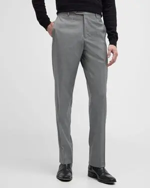 Zanella Zanella Devon Super 120s Wool Trousers Light Grey