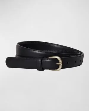Janessa Leoné Brass Buckle Leather Belt - Black