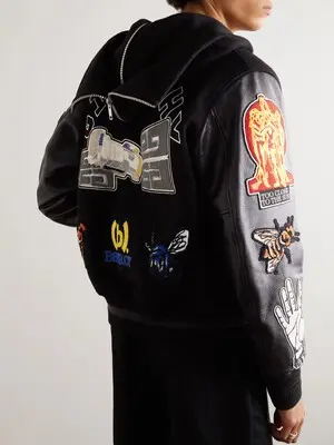 Givenchy Stroy Appliquéd Wool-blend And Leather Hooded Varsity Jacket